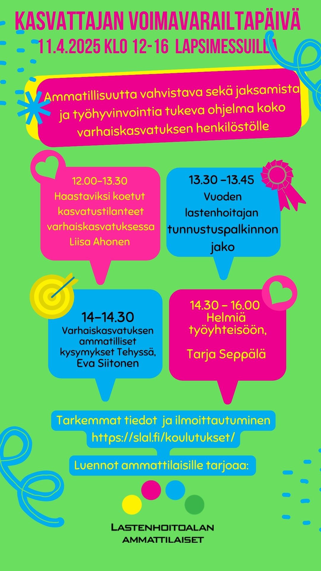 Lapsimessut 11.-13.4.2025 - Suomen lastenhoitoalan ammattilaiset, Slal ry